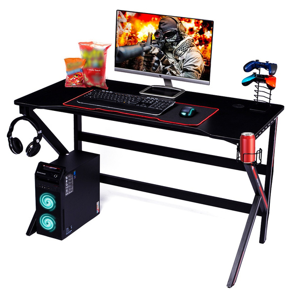 Nidouillet Gaming Desk 47.2" K-Shaped Gaming Table, Large Workstation ...