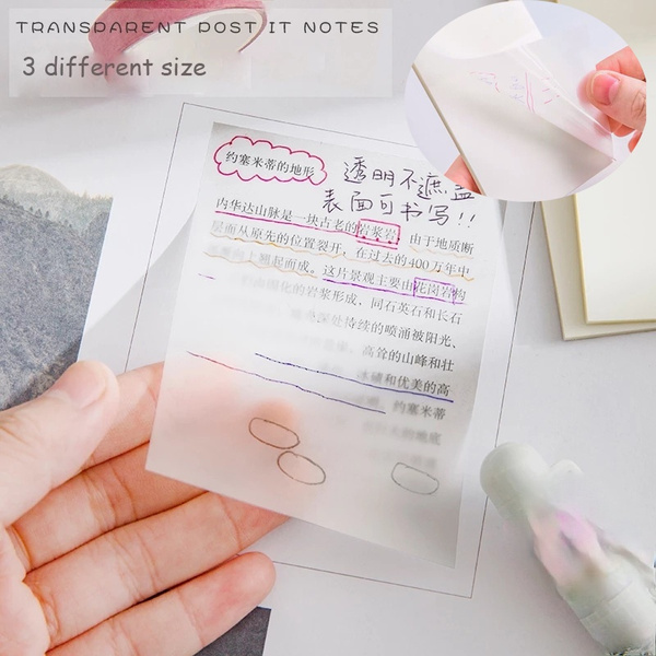 50 Sheets Waterproof PET Transparent Note Paper super sticky notepad ...
