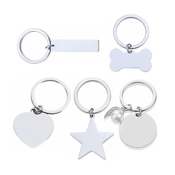 5pcs Blank Stainless Steel Key Chain Metal Sublimation Keychain ...