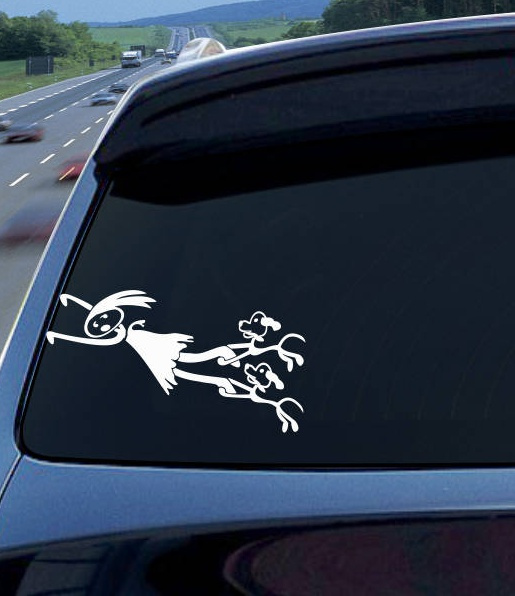 2PCS Stick Figure Family Decal, Single Mom with Daughter and Dog Stick ...