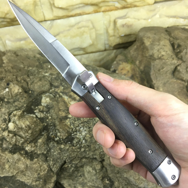Outdoor Camping Combat Hunting Knife Stiletto KnifeTactical Gear AUTO ...