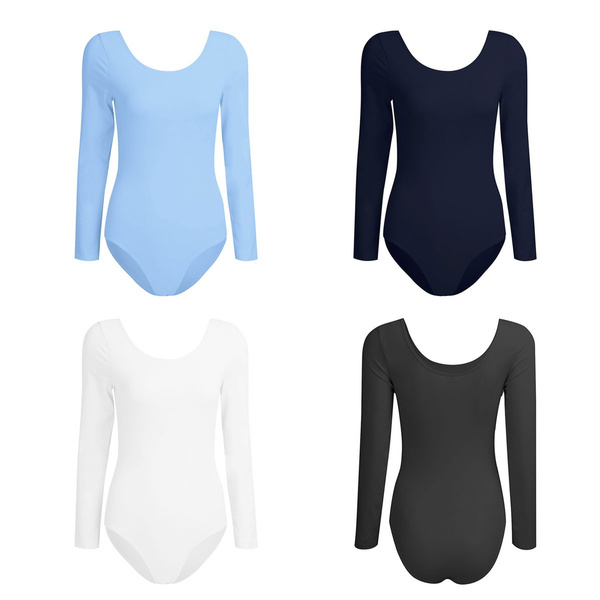 Sexy Women's Long Sleeve Cotton Ballet Latin Dance U-Shape Neckline ...