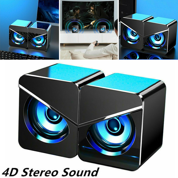 Useful New LED PC Speakers 4D Surround Sound Mini Gaming Bass USB Wired ...