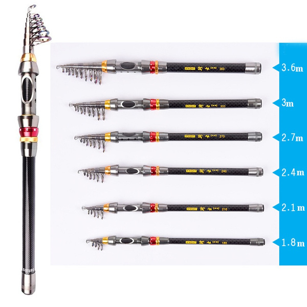 Telescopic Fishing Rod Portable Carbon Fiber Fishing Rod Pole Saltwater ...