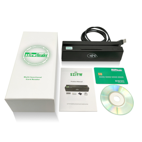 SZTW160 4 in 1 USB Card Reader for Credit Card, Play&Plug Magnetic Card ...