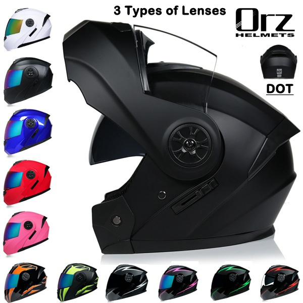 NEW Flip Up Motorcycle Helmet Racing Modular Dual Lens Motocross Moto ...
