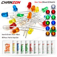 Chanzon 60/100pcs 3mm 5mm Diffused LED Diode Kit Lamp Light Blue ...