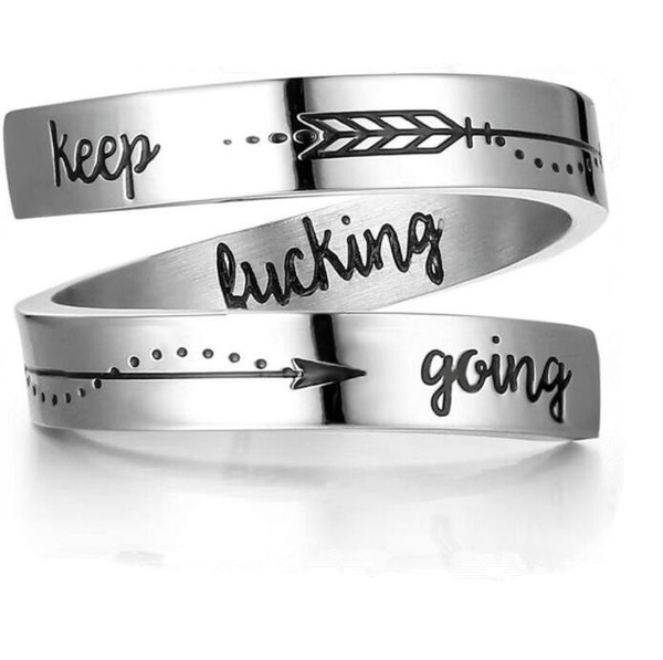 ANTIQUE DESIGN 925 Sterling Silver Ring Silver Keep Going Ring Inspirational Ring New Men's ...