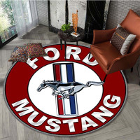 Mustang Logo Pattern 3D Print Carpet Round Anti-Skid Area Floor Mat Rug ...