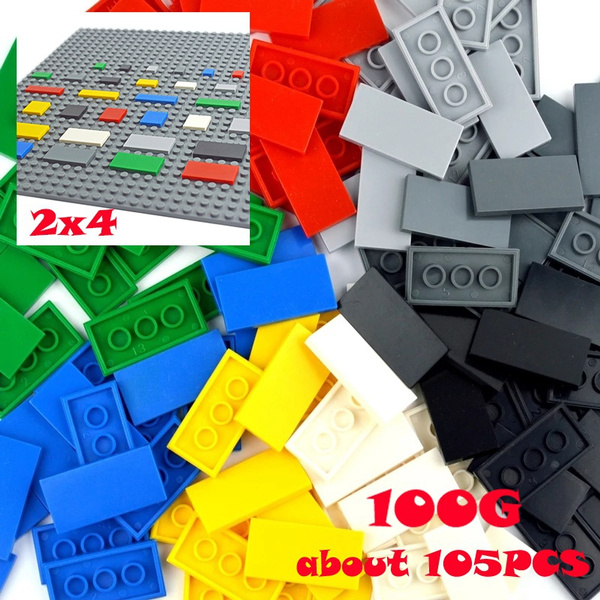 2x4 Size MOC DIY Building Blocks Figure Bricks Tile Bricks Smooth Flat ...