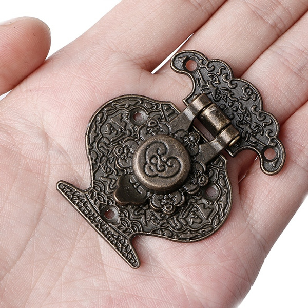 2pc Antique Bronze Hasp Latch Jewelry Wooden Box Mini Cabinet Buckle ...