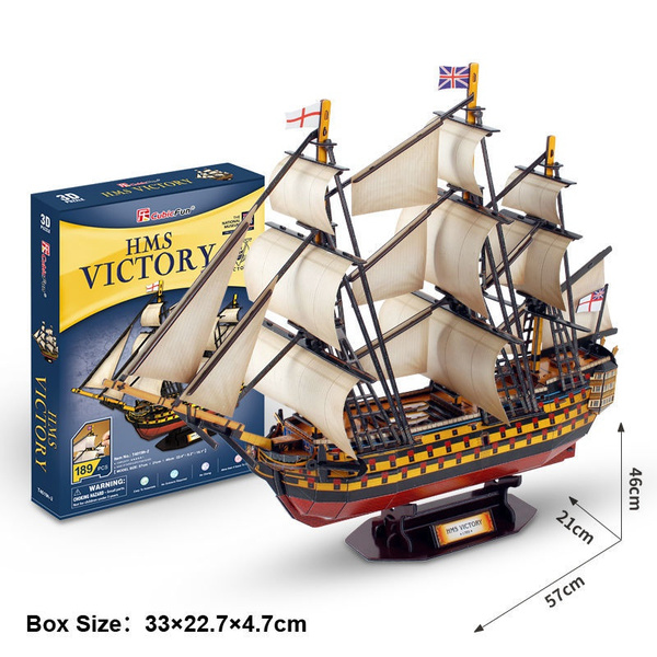 3D jigsaw puzzle diy paper model 3D boat toy / Titanic / HMS vision / Queen Anne's Revenge ...