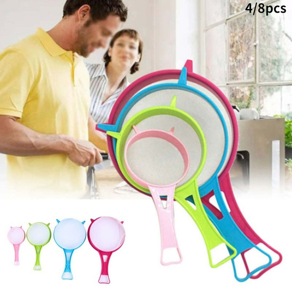 4or8 Pcs/Set Mini Small Plastic Mesh Scoop Strainer Food Sieve Kitchen ...