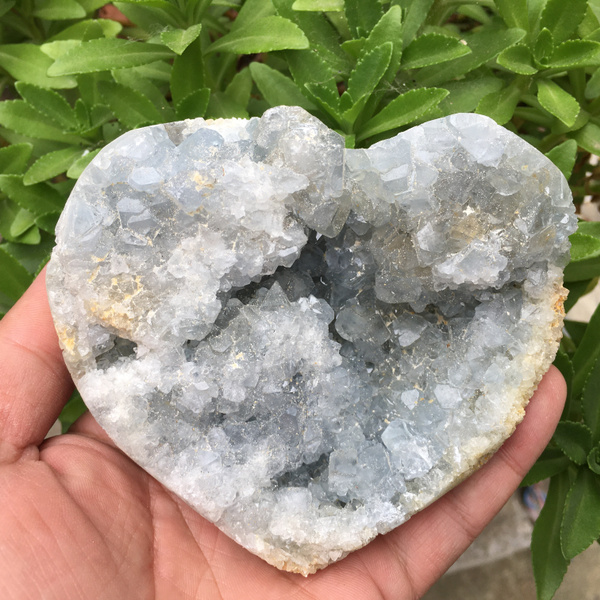 2.2LB natural celestite heart quartz crystal heart Mineral specimen ...