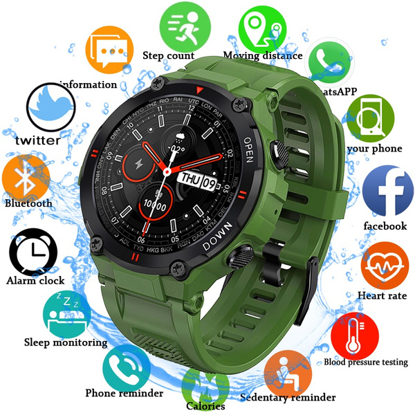 Outdoor Men Smart Watch 1.3” Round Full Touch Color Screen Smartwatch ...