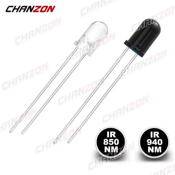 Chanzon 100pcs 3mm 5mm IR LED Emitting Diode 850nm 940nm Transmitter Emitter Receiver Infrared ...