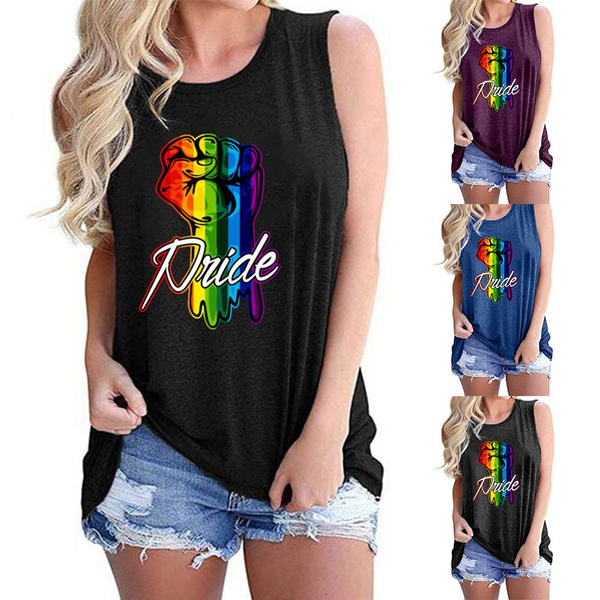Women's Fashion Sleeveless Tank Tops LGBT Pride Letter Print Casual ...