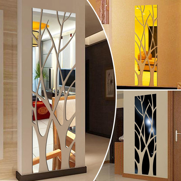 Removable Modern Mirror 3D Tree Art Decal Wall Sticker DIY Home Room ...