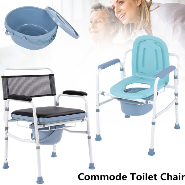 Heavy-Duty Steel Commode Toilet Chair Bedside Drop-Arm Commode Chair | Wish