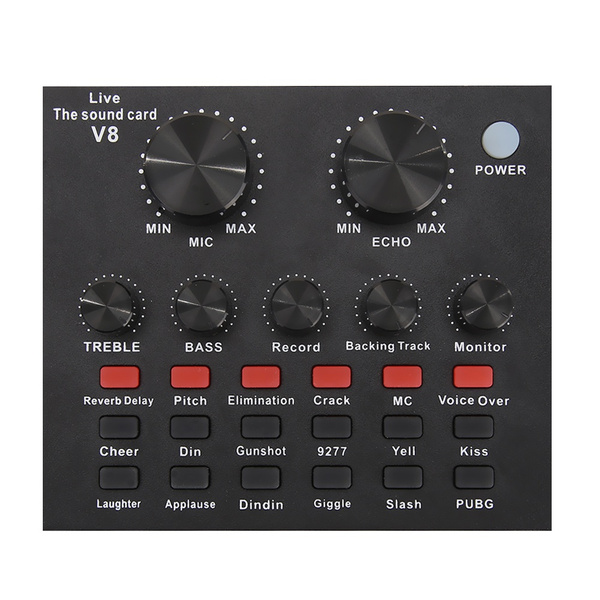V8 Sound Card Audio Set Interface External Usb Live Microphone Sound ...