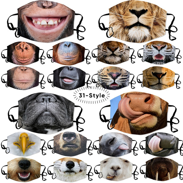 Funny Animal Orangutan Tiger Cattle Elastic Adjustable Mask Soft Dust ...