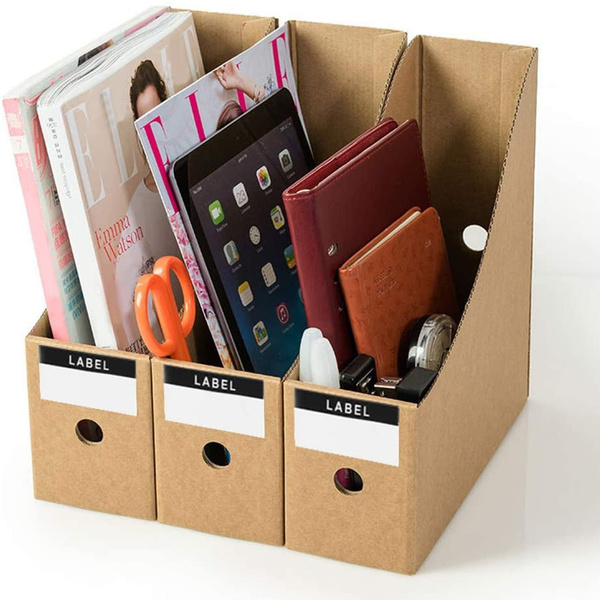 3-5 PCS Magazine File Holder Container Kraft Paper Cardboard Desktop ...