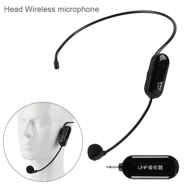 Portable UHF Wireless Microphone Headset Mic 50m Distance Receiver ...
