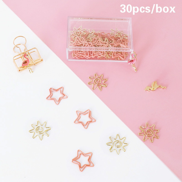 30pcs/box Pink Sunflower Five-pointed Star Paper Clips Notes DIY ...