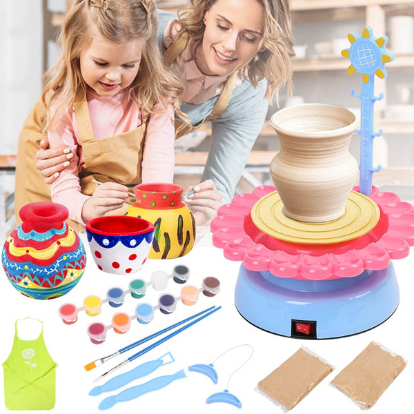 Pottery Wheel for Kids 8 and Up, Air Dry Sculpting Clay and Craft Paint ...