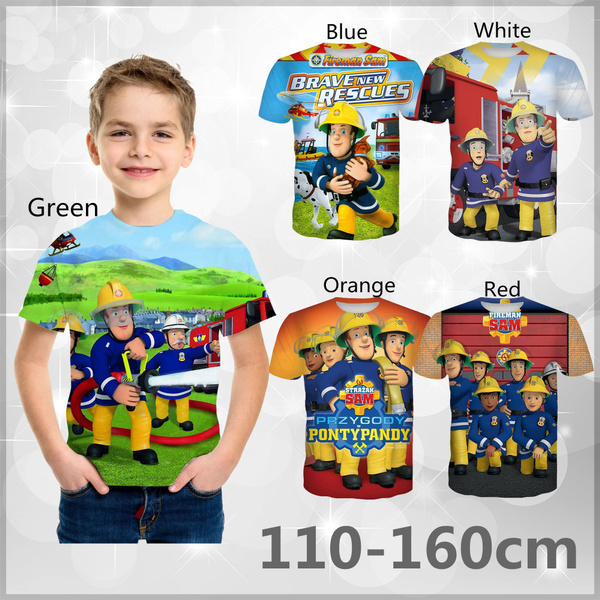 Newest Summer Cartoon Kids 3D Printing Fireman Sam T-Shirts | Wish
