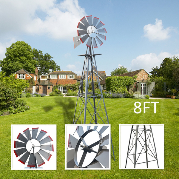 Outdoor 8ft Metal Windmill Yard Garden Decoration Wind Mill | Wish