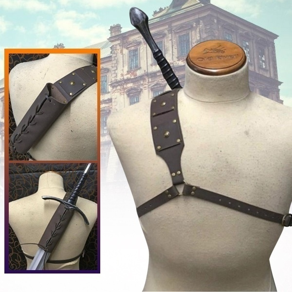 Vintage Witcher Style Double Leather Back Scabbard for Sword Medieval ...