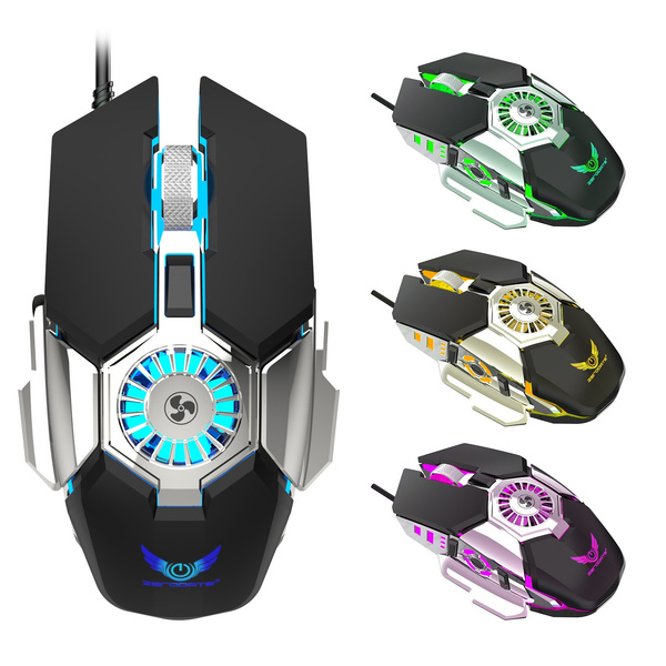 Wired Gaming Mouse 6400 DPI Fan Cooling USB Ergonomic Mouse Computer ...