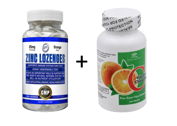 Chewable Vitamin C 1000mg + Zinc Lozenges 50mg 200 Tablets Total Orange ...