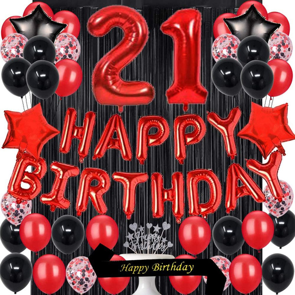 Fancy 21ST Birthday Party Decorations Supplies Red Black Later Balloons ...