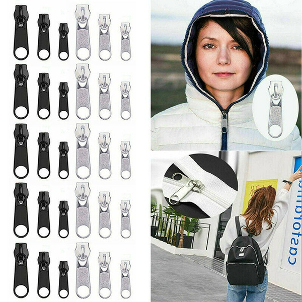 30Pcs Zipper Repair Zipper Pull Metal Zipper Head Sliders Retainer Size ...