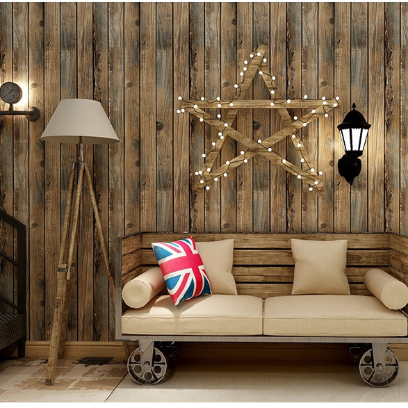 0.45x6M 3D Wallpaper Murals Large Wall Painting Retro Nostalgic Wood ...