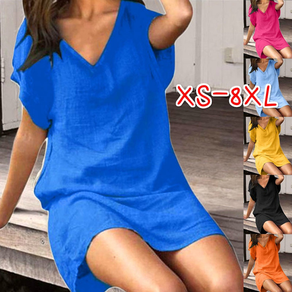 XS-8XL Summer Dresses Plus Size Fashion Women's Casual Short Sleeve T ...