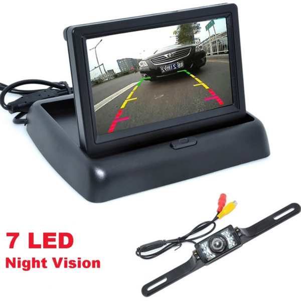 7LED Night Vision Universal Car Foldable 4.3'' HD Car Rear View Monitor ...
