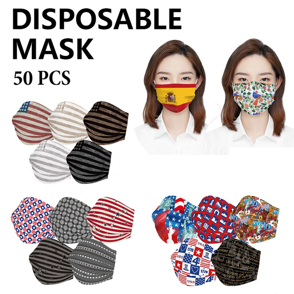 10/50 Pcs Printed Mask Unique Disposable Face Mask Special 3-Ply Anti ...