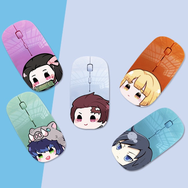 Anime Demon Slayer Cute USB Wireless Silent Mouse Kimetsu No Yaiba ...