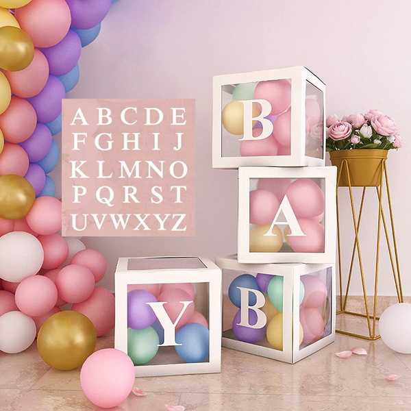 DIY Transparent Balloon Box with A - Z Letters DIY Name Combination for ...