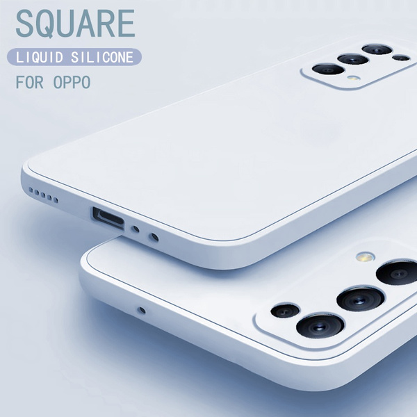 Square Liquid Silicone Soft Back Case For OPPO A52 A53 A15 A54 A74 A94 A93 A9 A5 Realme 5 6 7 ...