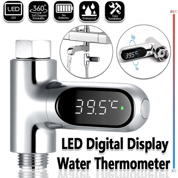 360 Degrees Universal 1/2 Inch Water Pipe LED Digital Display Shower ...