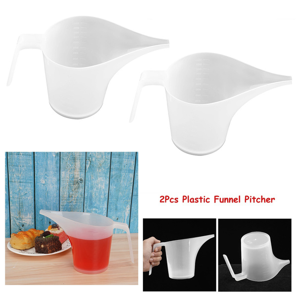 2Pcs Plastic Measuring Funnel Pitcher with Funnel Spout Bakeware Molds ...