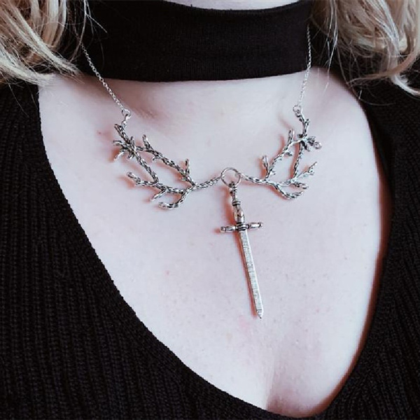 Goth Necklace Hawthorn Sword Necklace Branches and Dagger Forest Witch ...