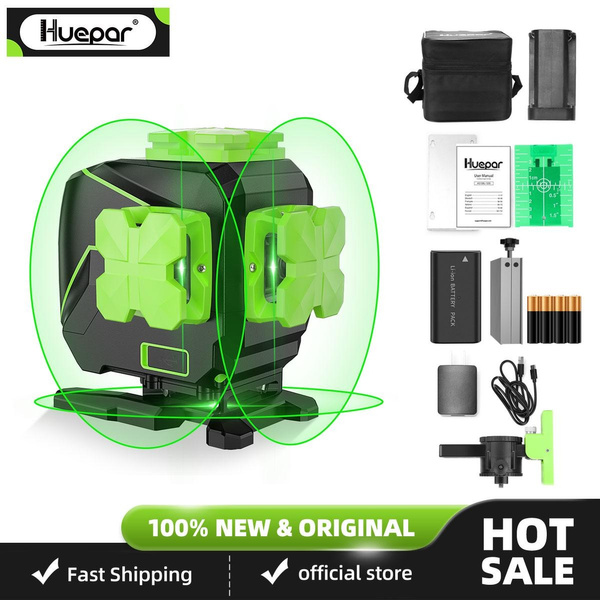 Huepar 12 lines 3D Cross Line Laser Level Self-leveling Green Beam ...