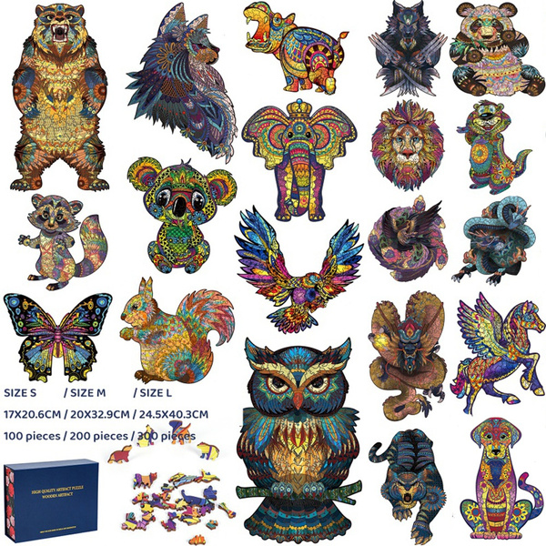 Wooden Jigsaw Puzzles - Unique Shape Jigsaw Pieces Best Gift for Adults ...