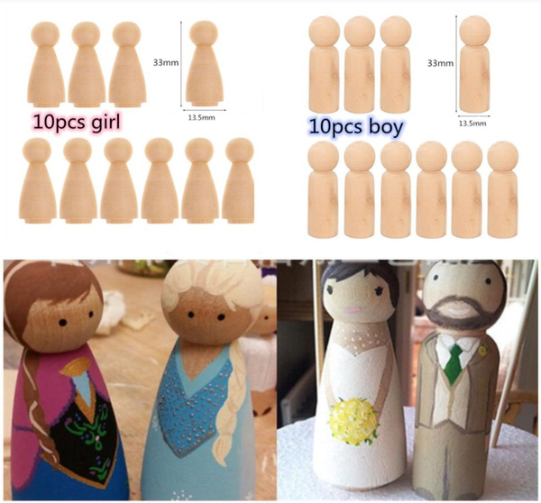 10PCS Wood people 33mm boy girl small wooden people graffiti children ...