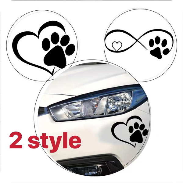 Cartoon Animal Dog Paw Car Sticker Cartoon Dog Cat Paw with Peach Heart ...